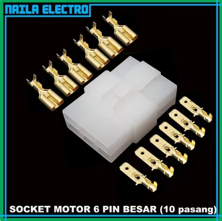 Socket Motor 6 Pin Besar 10 Pasang Soket Motor Konektor Skun Motor ...