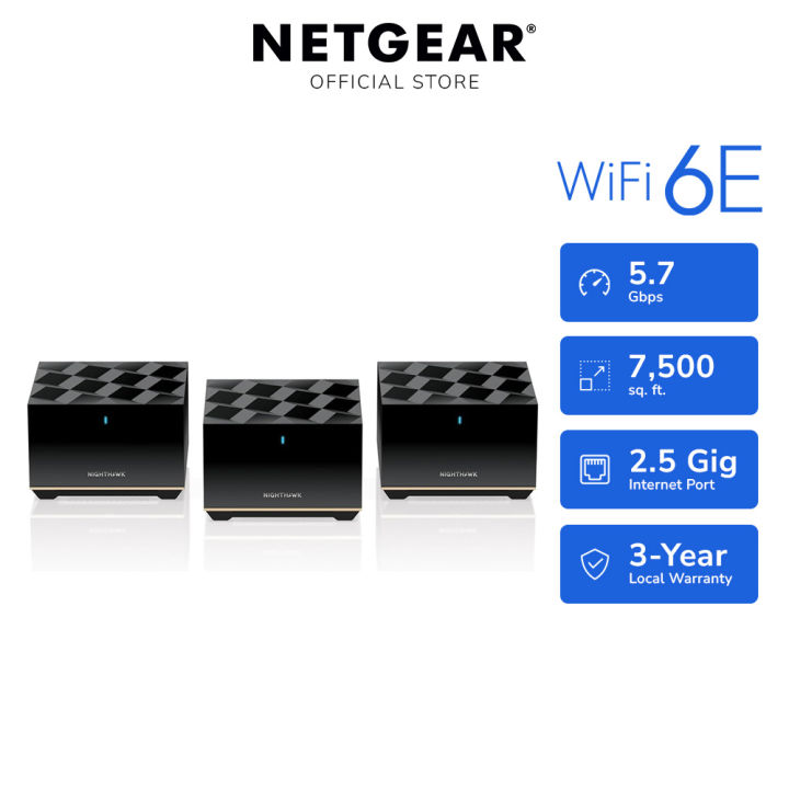 NETGEAR Nighthawk WiFi 6E Mesh System (MK93): 3-Pack, Tri-Band, Up to ...