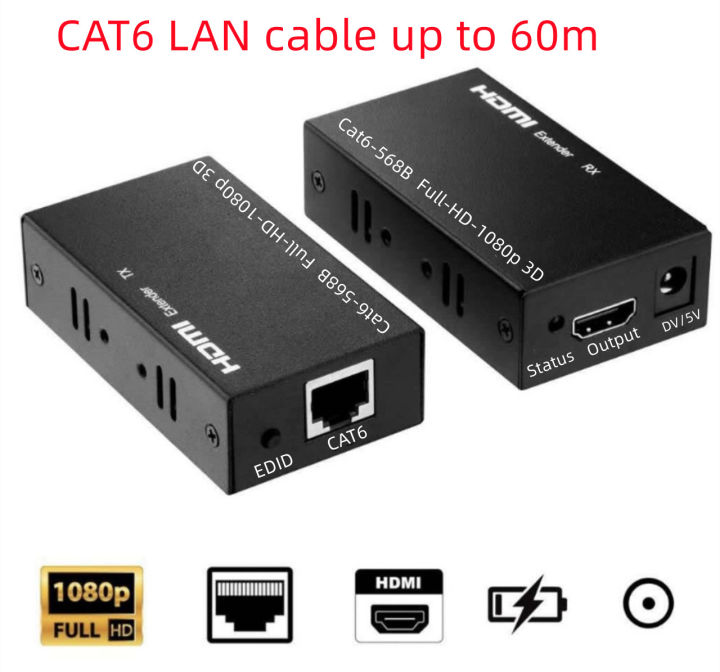 HD เอชดีเอ็มไอ extender Gom ใช้ สาย lan cat 5e-6 | Lazada.co.th