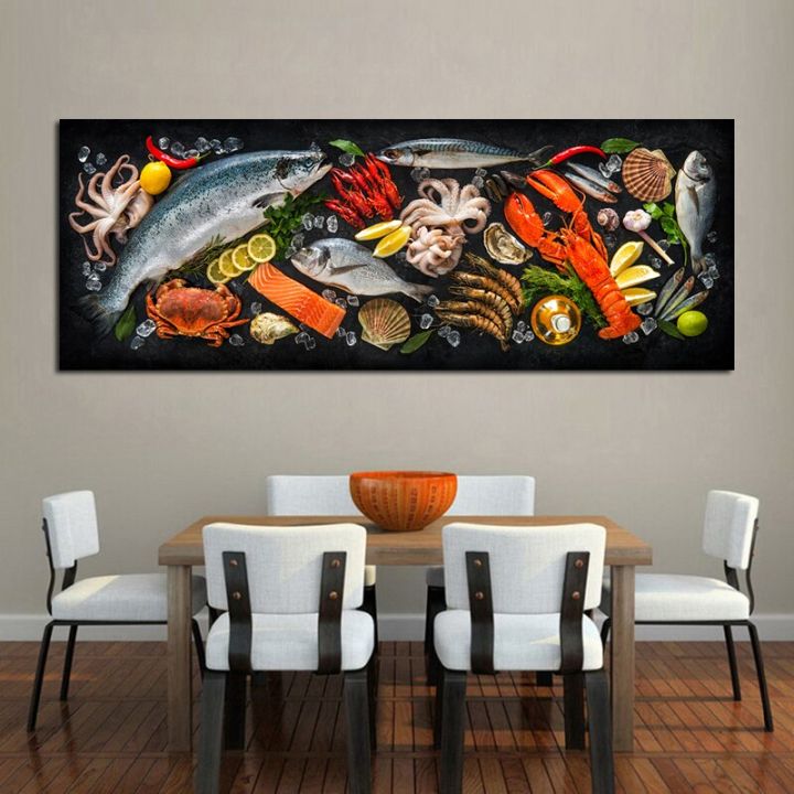 zhaojiede Kitchen Themed Wall Art Decor Canvas Painting - Fish and ...