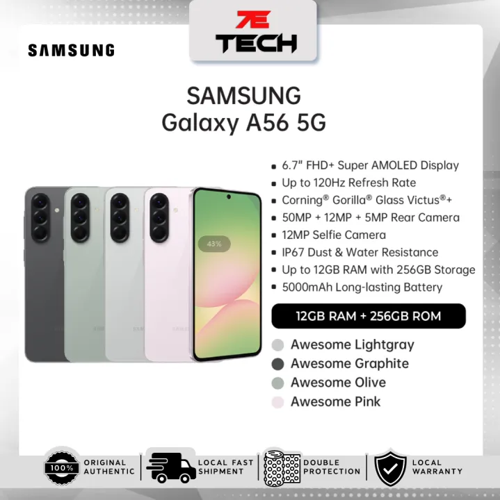 Samsung Galaxy A56 5G (12GB RAM + 256GB ROM) 6.7" FHD+ SUPER AMOLED ...