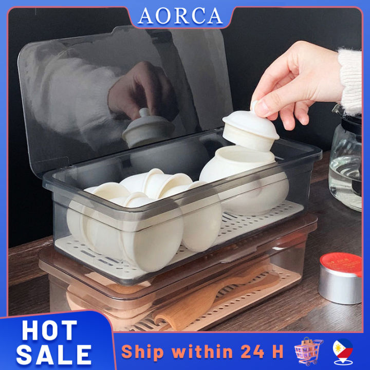 Kitchen Utensils Storage Box Dust-proof Tableware Holder Utensils and ...