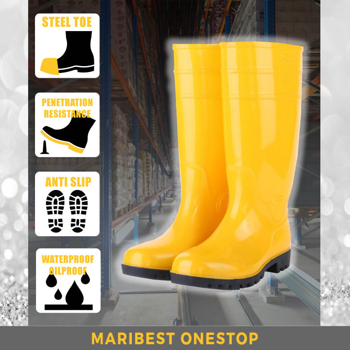 ZY-002D YELLOW SAFETY RAIN BOOT HIGH CUT WITH STEEL TOP CAP MIDSOLE ...