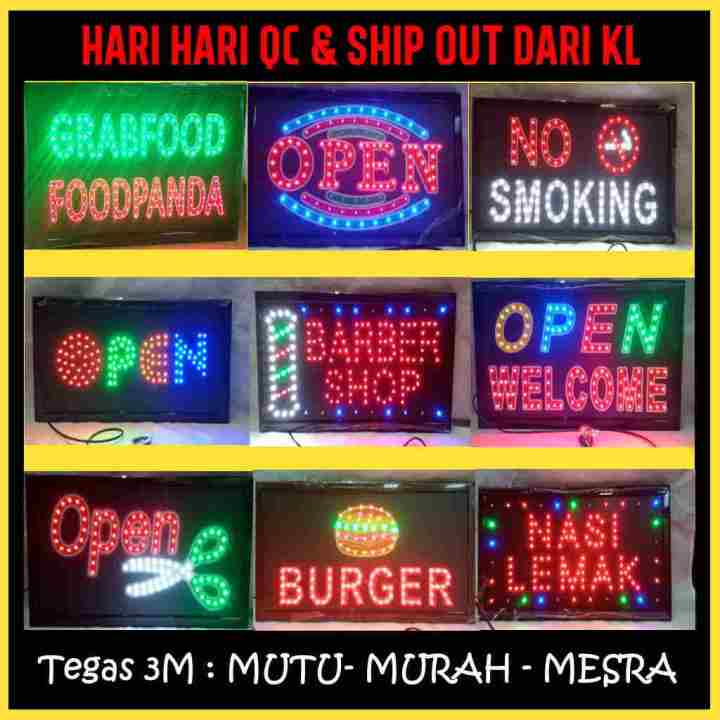 LED Signboard Display Light 2pin Plug with Hang Chain OPEN/WELCOME ...