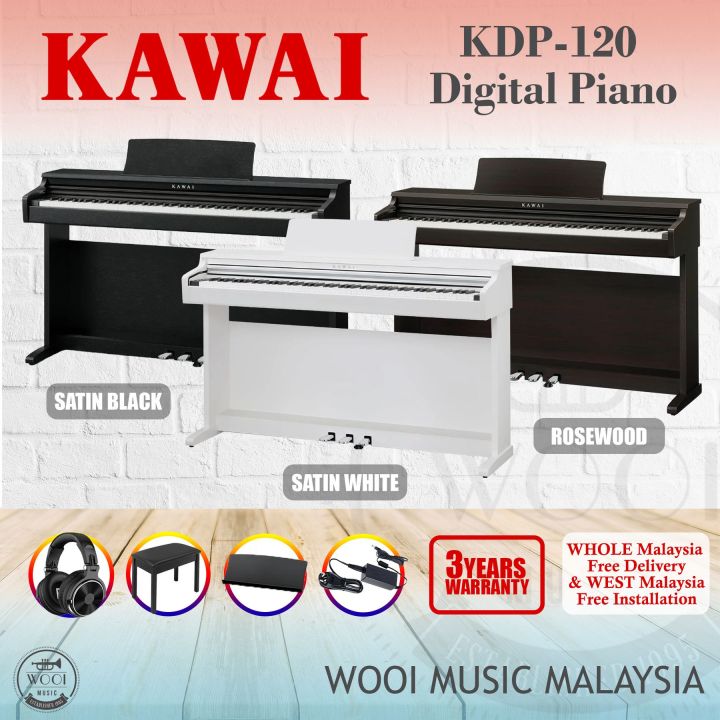 Kawai KDP120 Digital Piano 88 Keys (Free Bench & Headphone) - Black ...
