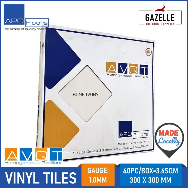 Apo Floor Vinyl Tiles AVQT 1.3mm - Bone Ivory 60pcs / Box 5.4sqm ...