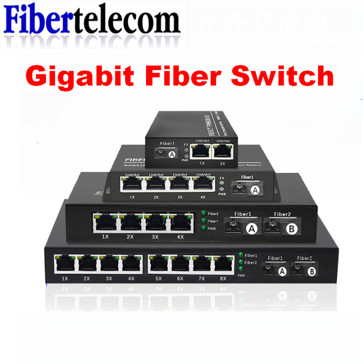 Gigabit Ethernet Fiber Optic switch Media Converter Fiber SC port 10 ...