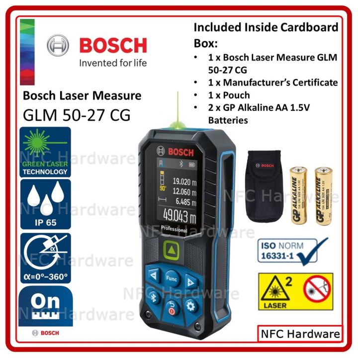 Bosch GLM 50-27 CG Laser Measure 50 Meter - Green Laser (with Bluetooth) | Lazada