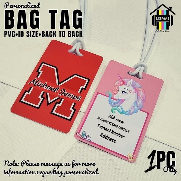 BAG TAG - Personalized/PVC/ID SIZE/Back to Back | Lazada PH