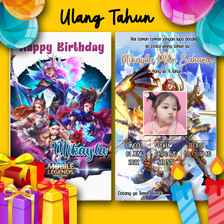 Undangan Ulang Tahun Anak MOBILE LEGEND Custom Karakter Free Foto ...