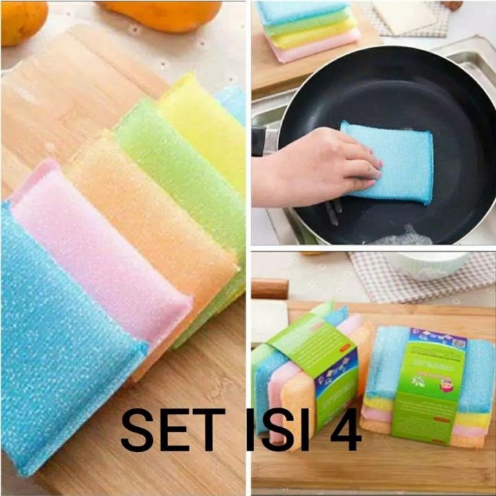 SST spon cuci piring set isi 4 busa cuci piring wacan warna warni ...