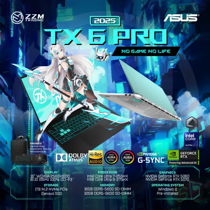 ASUS TX6 Pro 2025 16" 2.5K 165Hz Core i7/U7/U9 RTX 5060/5070 16GB/32GB ...