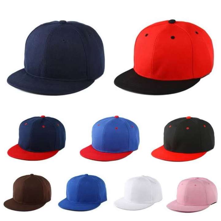 Flat Top Baseball Cap Solid Brim Snapback Adjustable for Unisex | Lazada PH