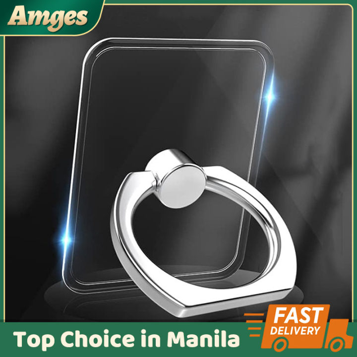 Transparent Cell Phone Ring Holder Stand 360° Degree Rotation Clear ...