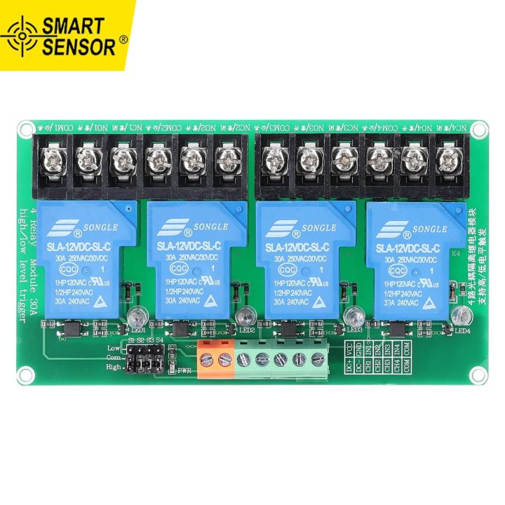 Smart Sensor 4 Channel Relay Module 30A Load Current with Optocoupler ...