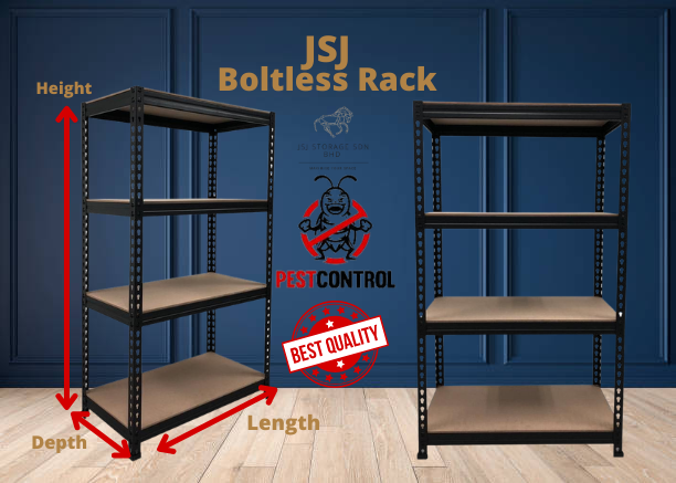 JSJ (MattBlack) 4level [Heavy Duty Rack] 1500kg Rak Besi Serbaguna ...