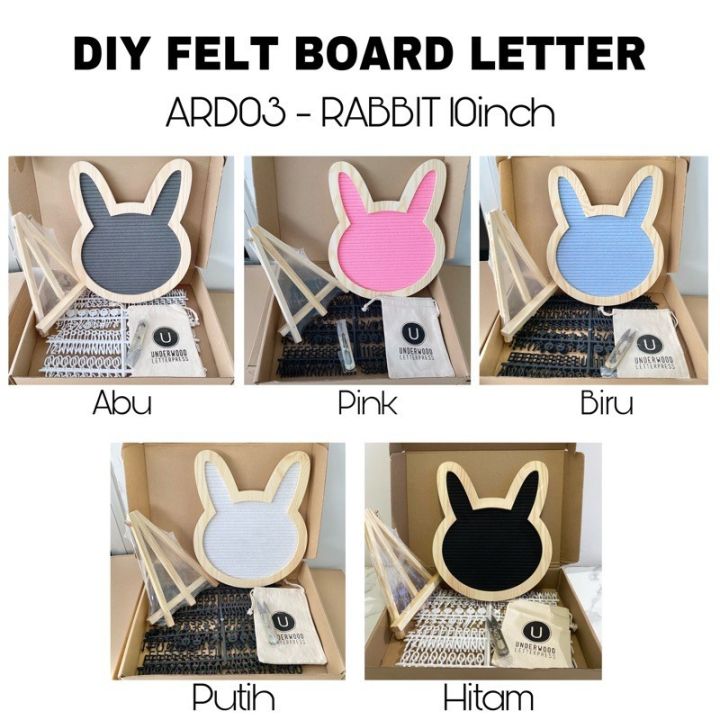 Papan Huruf DIY FELT Letter Board SQUARE Black White Pink Dekorasi ...
