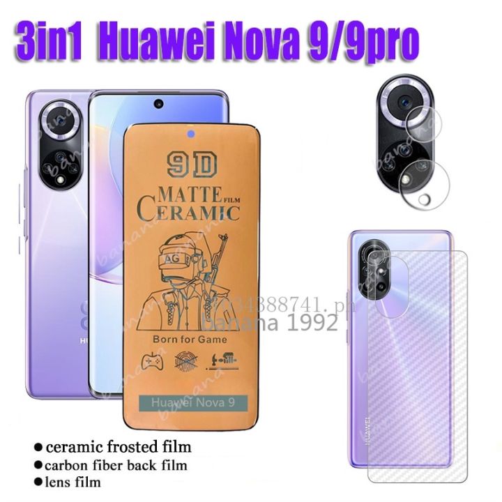 3in1สำหรับ Huawei Nova9กระจกเทมเปอร์เซรามิคแก้ว Nova9pro ฟิล์มด้าน + ฟิล์มเลนส์ + ฟิล์มด้านหลัง ...