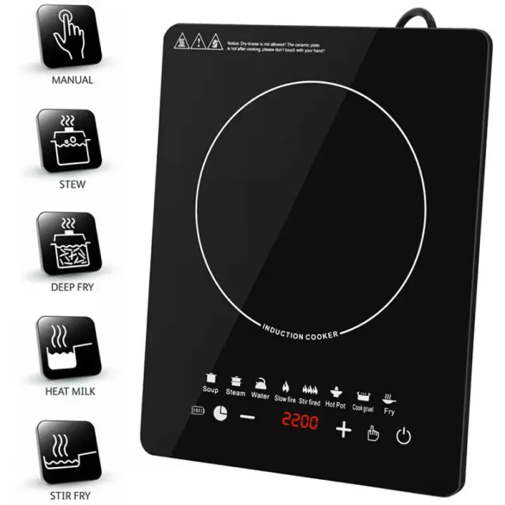 Portable induction cooktop with a touch panel, 2200W power, equipped ...