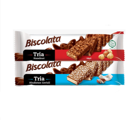 Biscolata TRIA Chocolate Wafer 100g (Hazelnut/Nirvana Coconut) Product ...