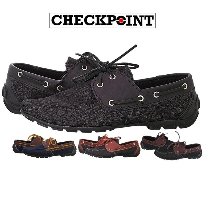 Checkpoint MARIKINA MADE men's BOAT SHOES black burgundy brown denim ...