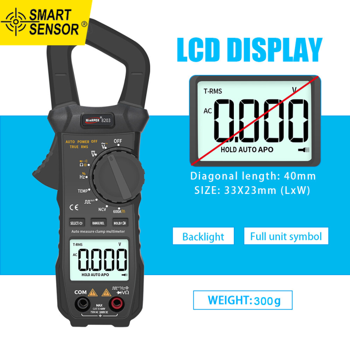SMART SENSOR Portable Pocket Multimeter 6000 Counts True RMS Digital ...