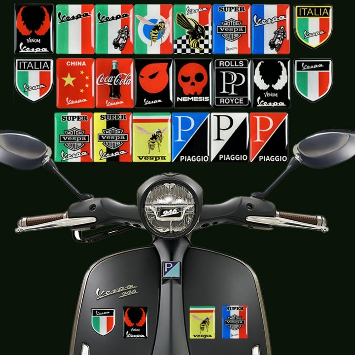 Vespa Motorcycle Scooter 3D Gel Epoxy Magnetic Stickers Decals ...