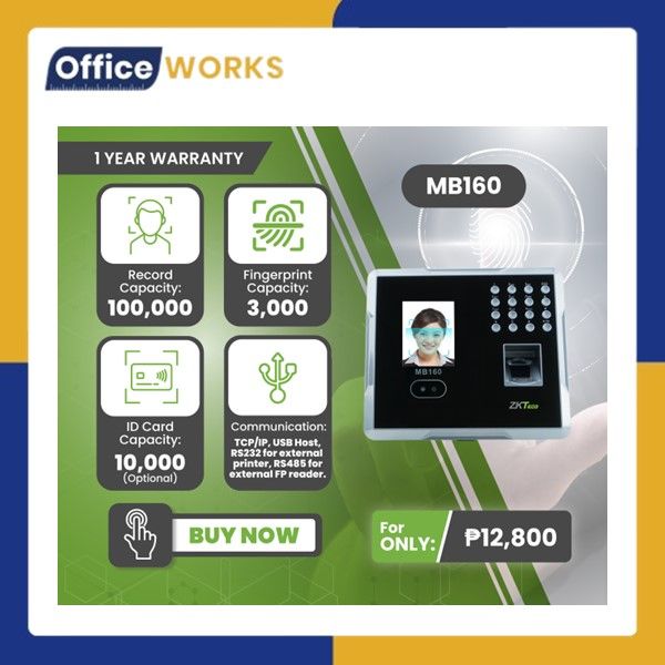 ZKteco MB160 PLUS Biometric Device / Time and Attendance | Lazada PH