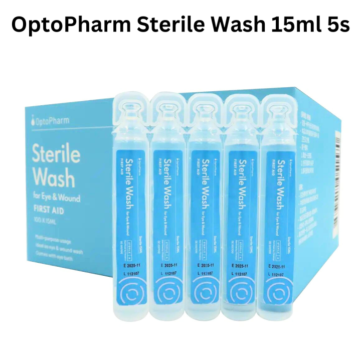 Opto Pharm Sterile Wash 15ml x 5s OptoPharm for Washing Rinsing Flushing Cuts Wounds Eyes ...