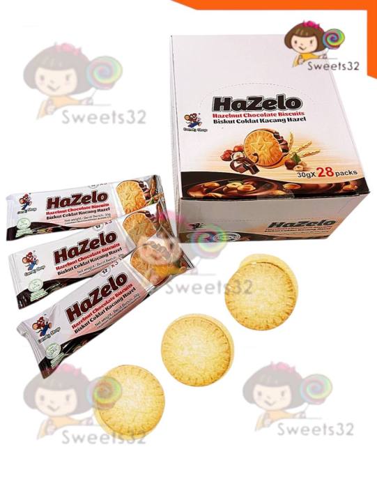 [ BOX ] 28 packs X 30g HAZELO Hazelnut Chocolate Biscuits (Biskut ...