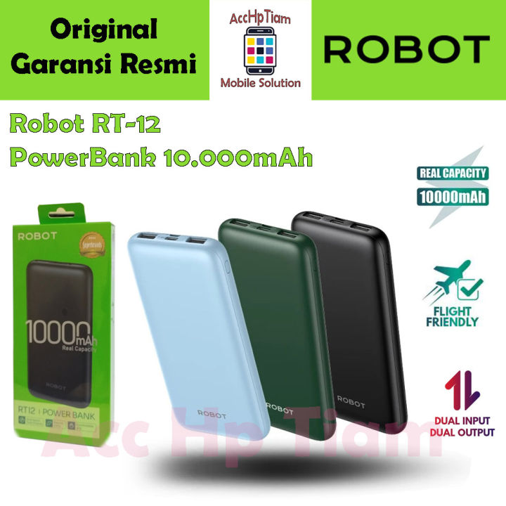 PowerBank Robot RT12 10.000 mAh Dual Input Output Fast Charging Real ...