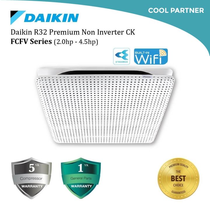 DAIKIN 1.0-5.0HP Non Inverter Ceiling Cassette Air Conditioner FFC & FCC Series R32 Built-in ...