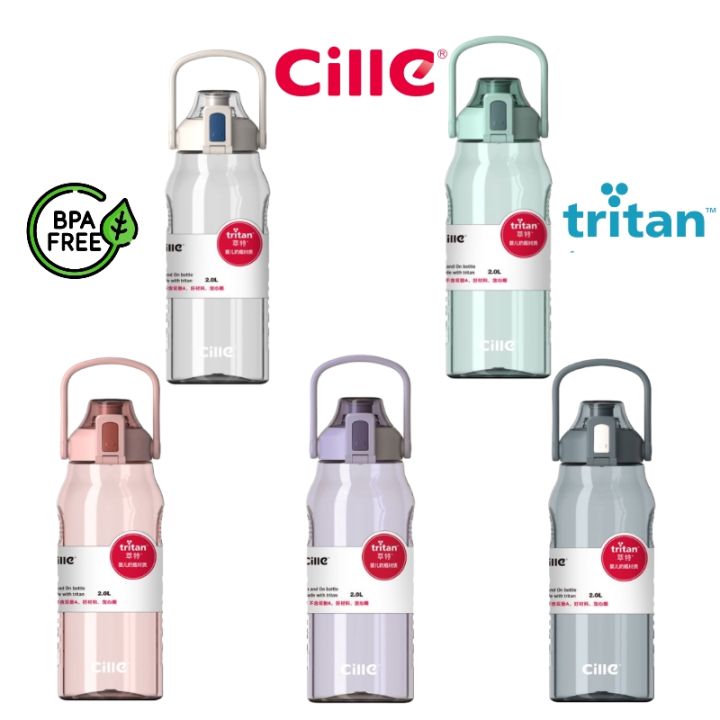Cille Water Bottle Tritan BPA-Free Plastic Water Bottle With Handle ...