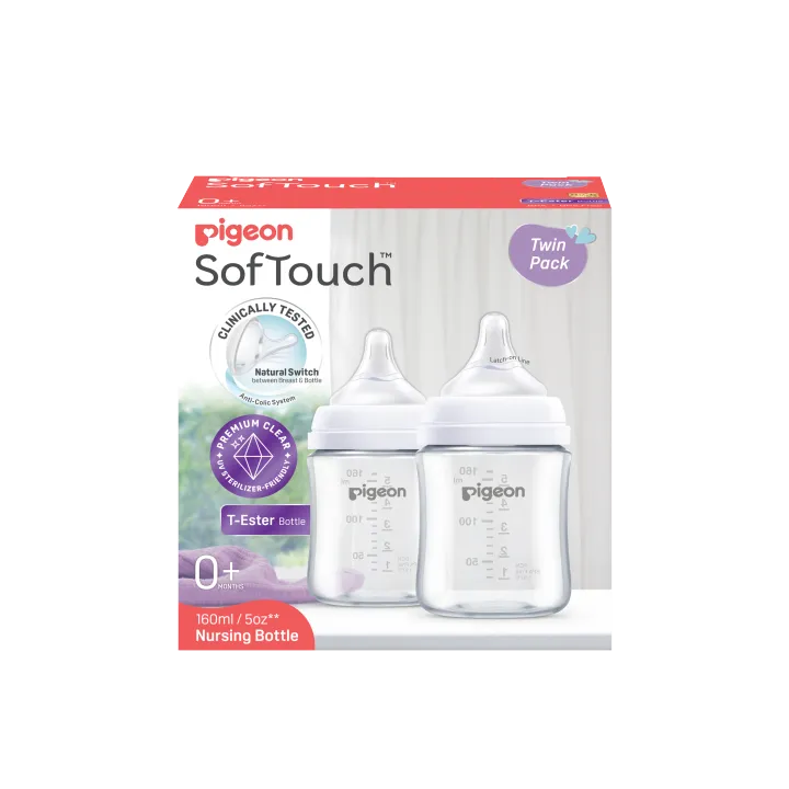 PIGEON SOFTOUCH BPP NURSING BOTTLE T-ESTER 160ML TWIN PACK LOGO | Lazada Singapore