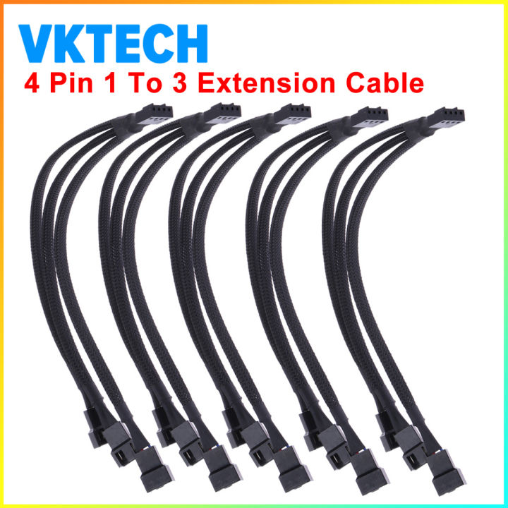 [Vktech] 4 pin PWM Fan Cable 1 to 3 ways Splitter Black Sleeved ...