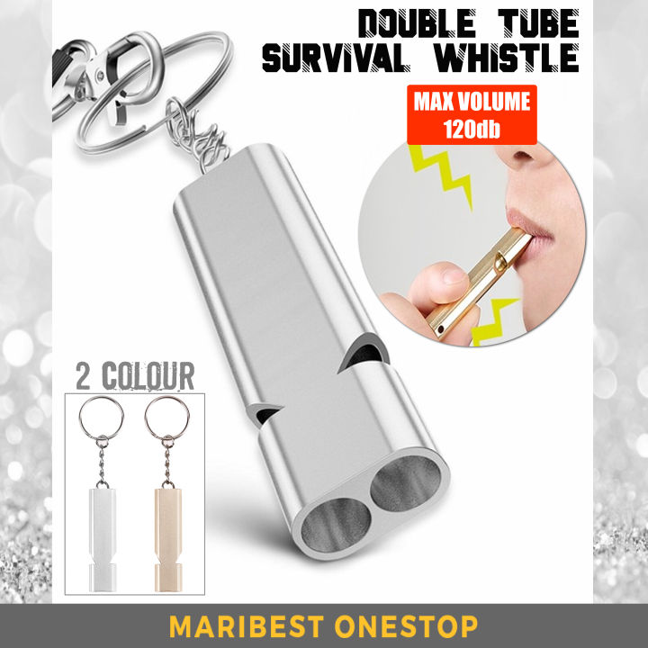 Outdoor Survival Whistle Double Pipe Whistle Stainless Steel Keychain Loud Emergency Lifeguard ...