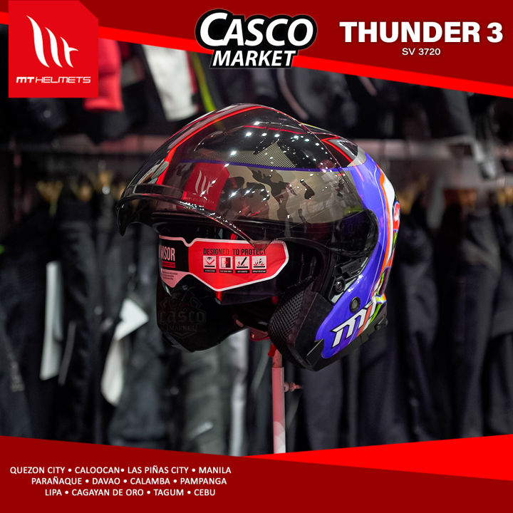 MT THUNDER SV GARZO JET HALF FACE DUAL VISOR MOTORCYCLE HELMET | Lazada PH