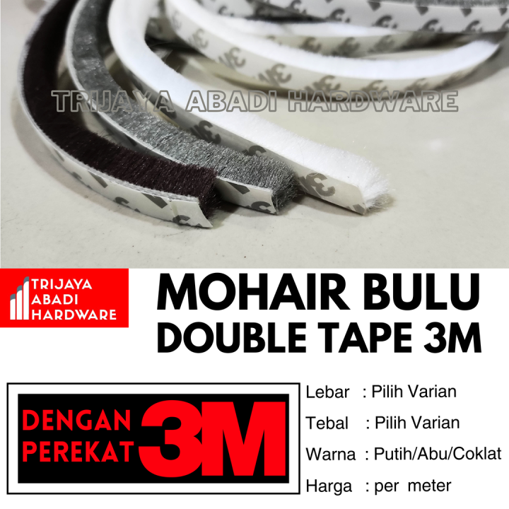 Moher Mohair Bulu Abu Muda 3M / Coklat Double Tape / Tanpa Perekat Door ...