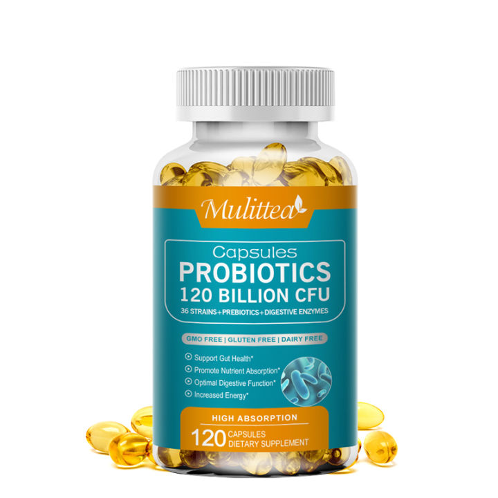 Mulittea Probiotics 120 Billion CFU 36 Strains with Prebiotics ...