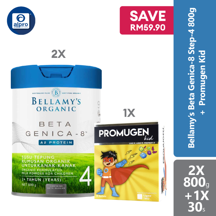 Bellamy's Beta Genica-8 Step 4 Toddler Milk Drink 800g + Promugen Kid ...