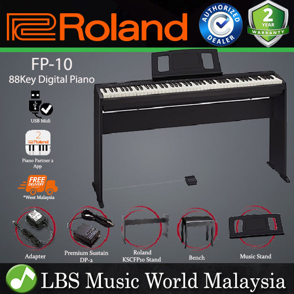 Real Delivery Roland FP-10 88คีย์เปียโนดิจิตอลสีดำเต็มแพคเกจคีย์บอร์ด ...