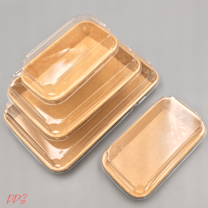 10pcs Disposable Rectangle Sushi Trays Pastry Dessert Donut Box ...