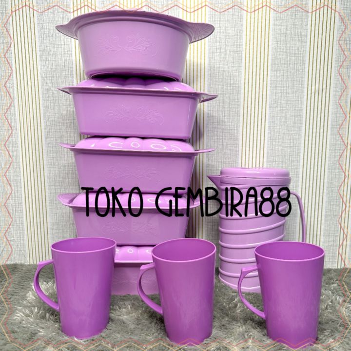 TEMPAT SIMPAN MAKANAN BESERTA TEKO DAN GELAS 9PCS | Lazada Indonesia
