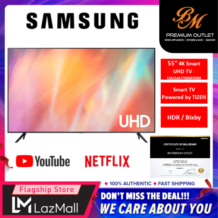 SAMSUNG [ UA55AU7000KXXM ] 55" 4K Crystal UHD Smart TV 2021 Model ...