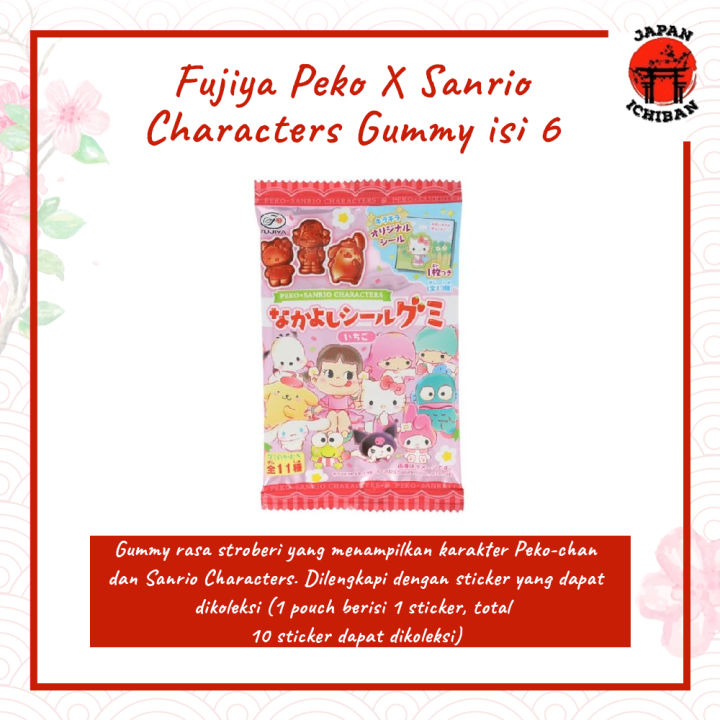 Fujiya Peko X Sanrio Characters Strawberry Gummy isi 6 Original Japan | Lazada Indonesia