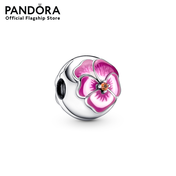 Pandora Pansy sterling silver clip with burnt orange crystal, shaded ...