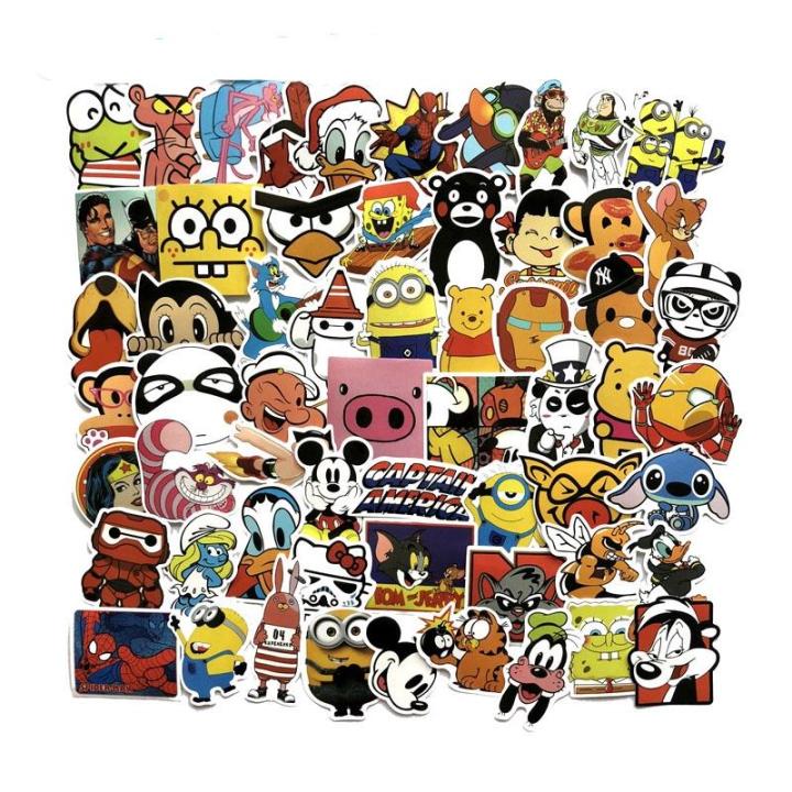 60Pcs No Repetition Cartoon Graffiti Stickers Luggage Laptop Non-toxic ...