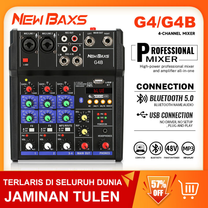 NEW BAXS G4B Professional Audio Mixer 4 channel small mixer Support ...