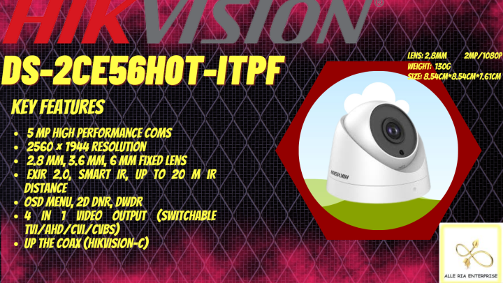 DS-2CE56H0T-ITPF 5MP/2560P FIXED DOME CAMERA HIKVISION 2CE56H0T | Lazada PH