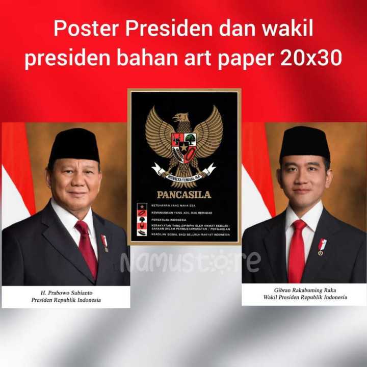 POSTER PRESIDEN DAN WAKIL PRESIDEN BAHAN ART PAPER 20X30 CM MURAH ...